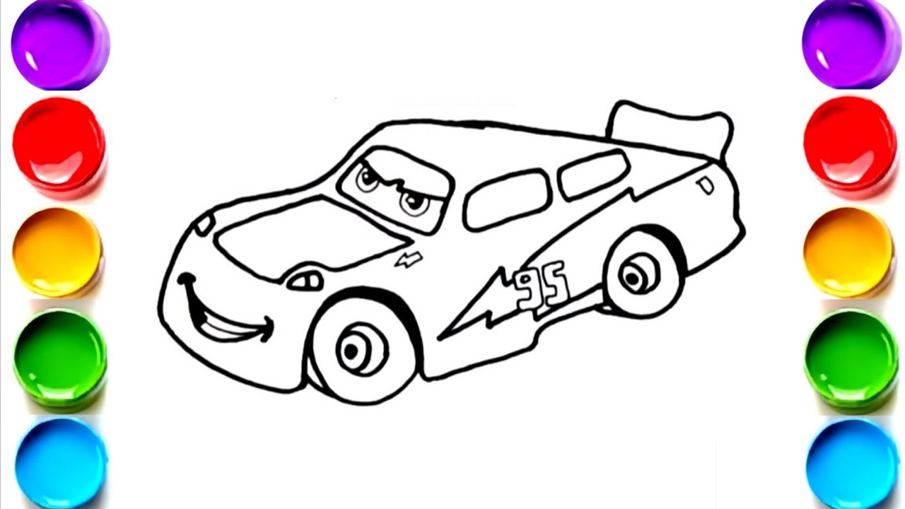Lightning McQueen Drawing || Disney Pixar cars Drawing For Kids || How ...