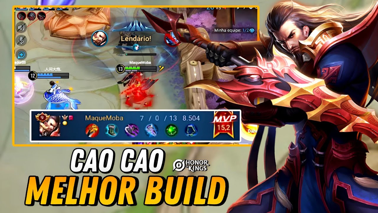 JOGUEI COM A MELHOR BUILD PARA CAO CAO - HONOR OF KINGS - YouTube