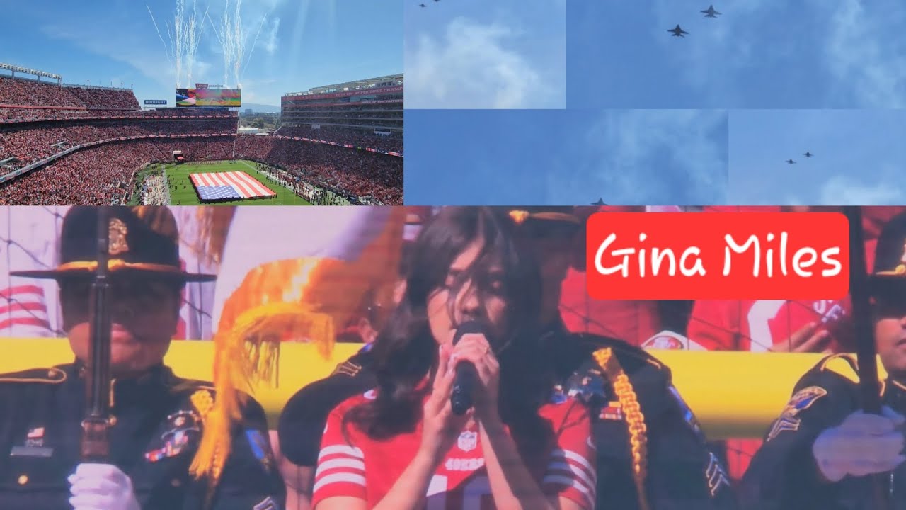 Gina Miles National Anthem NFL #49ers vs KC #Chiefs 10/20 JJ Stokes fog ...