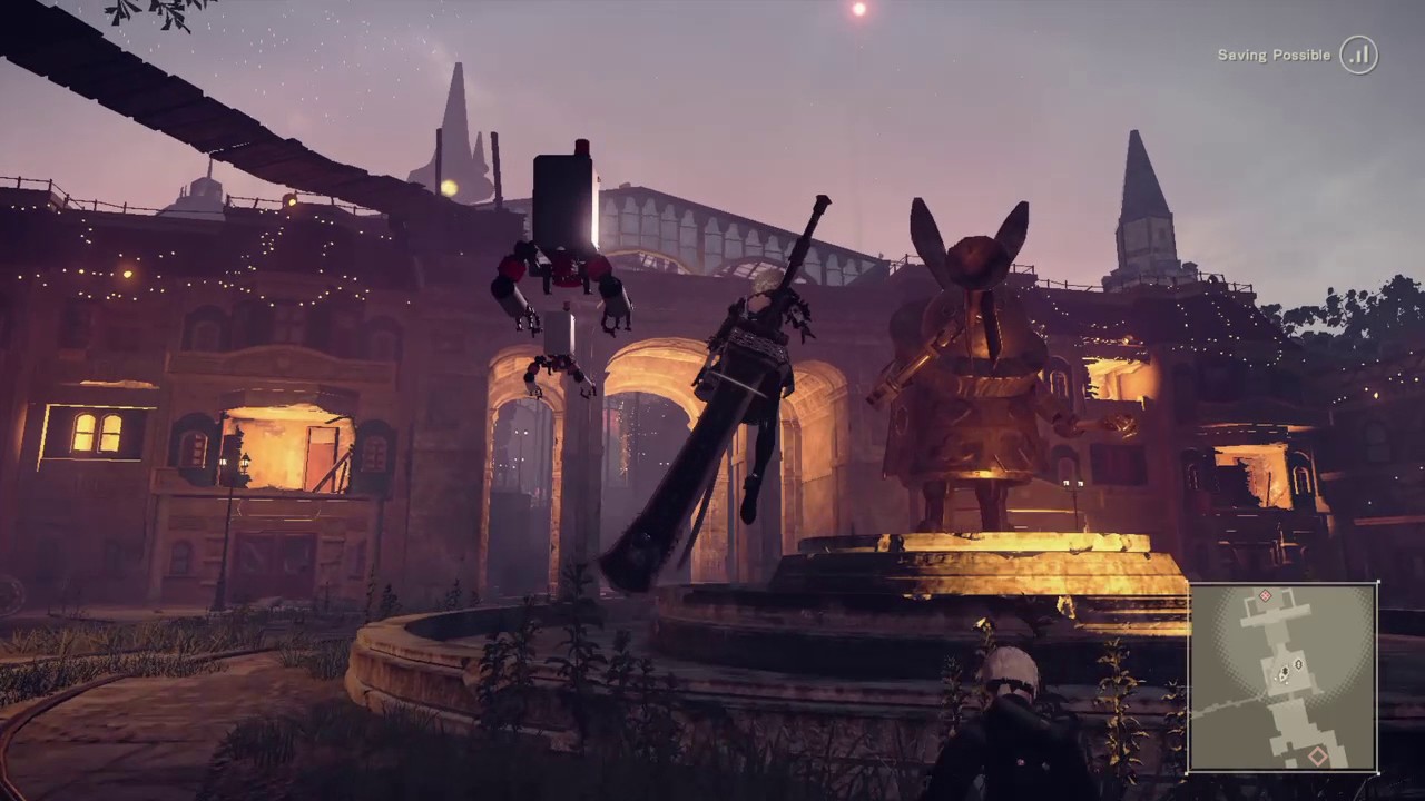 NieR Automata Boss Battle - Amusement Park Goliath Tank Battle - YouTube