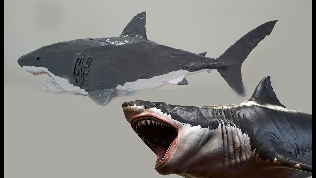Como fazer megalodon de papelão - YouTube
