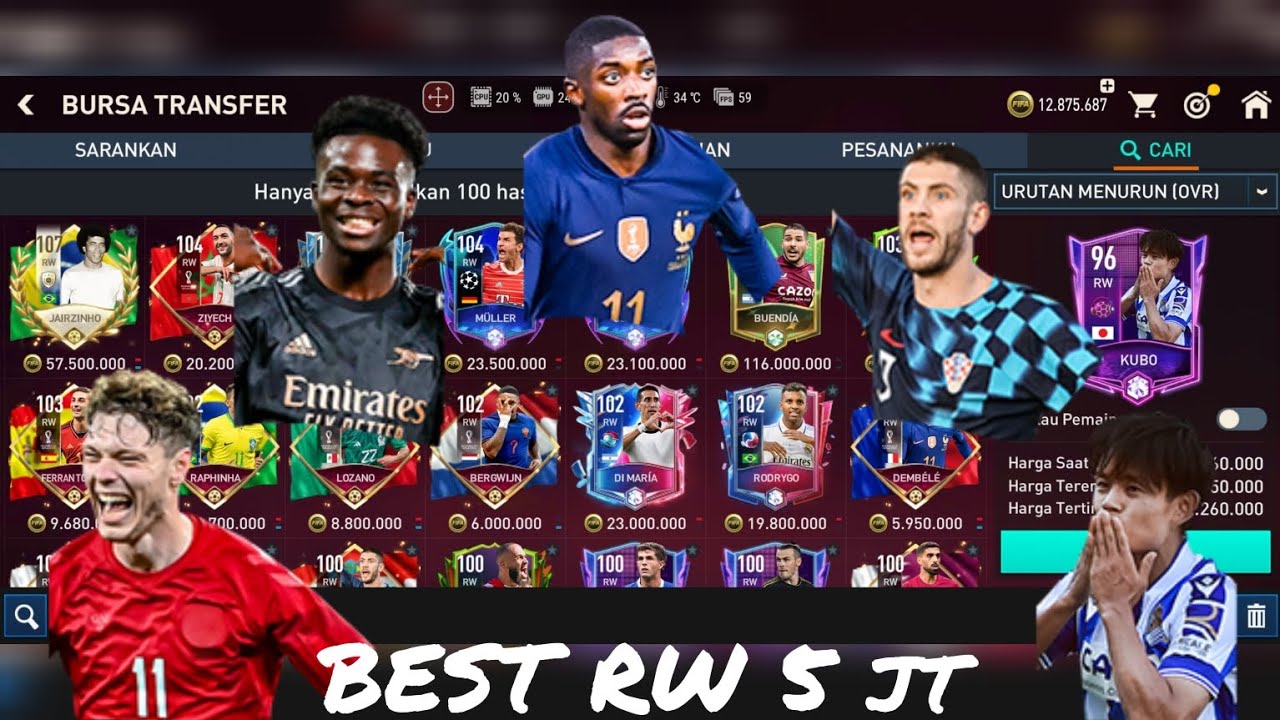 5 BEST RW TERBAIK HARGA DIBAWAH 5JT - FIFA MOBILE 22 - YouTube