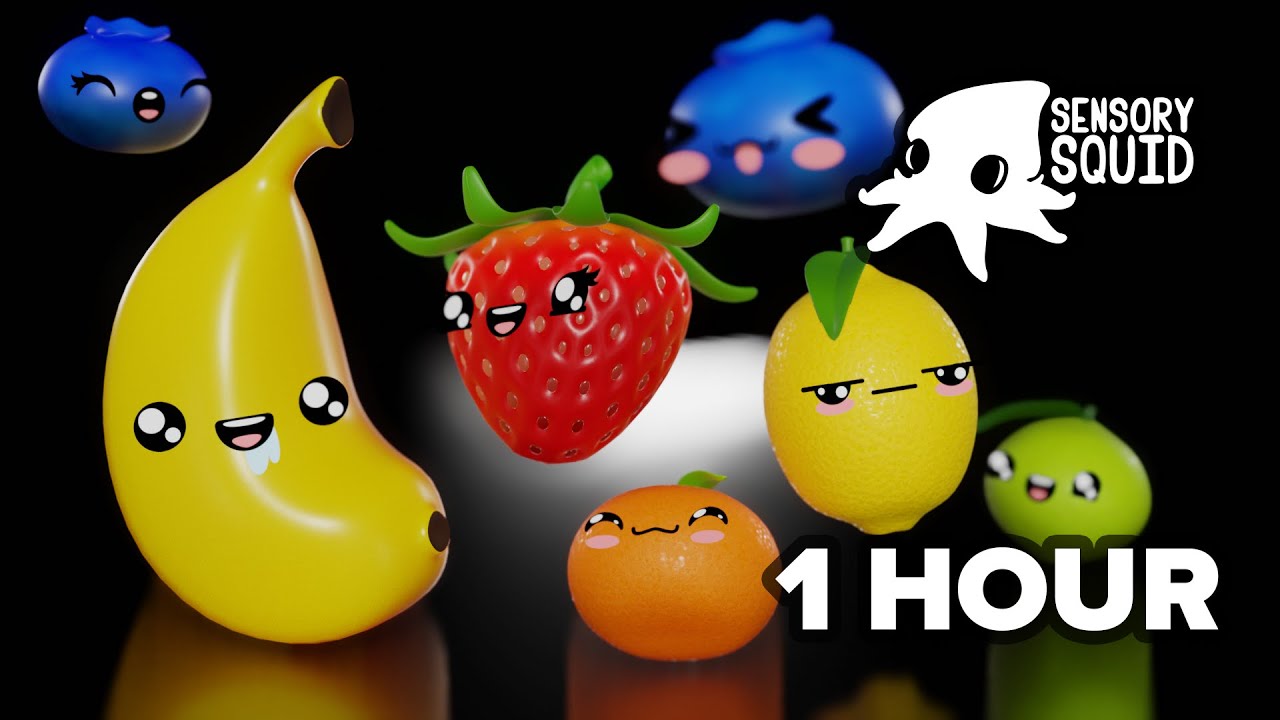 Sensory Squid - Cute Dancing Fruit Party - 1 Hour - YouTube