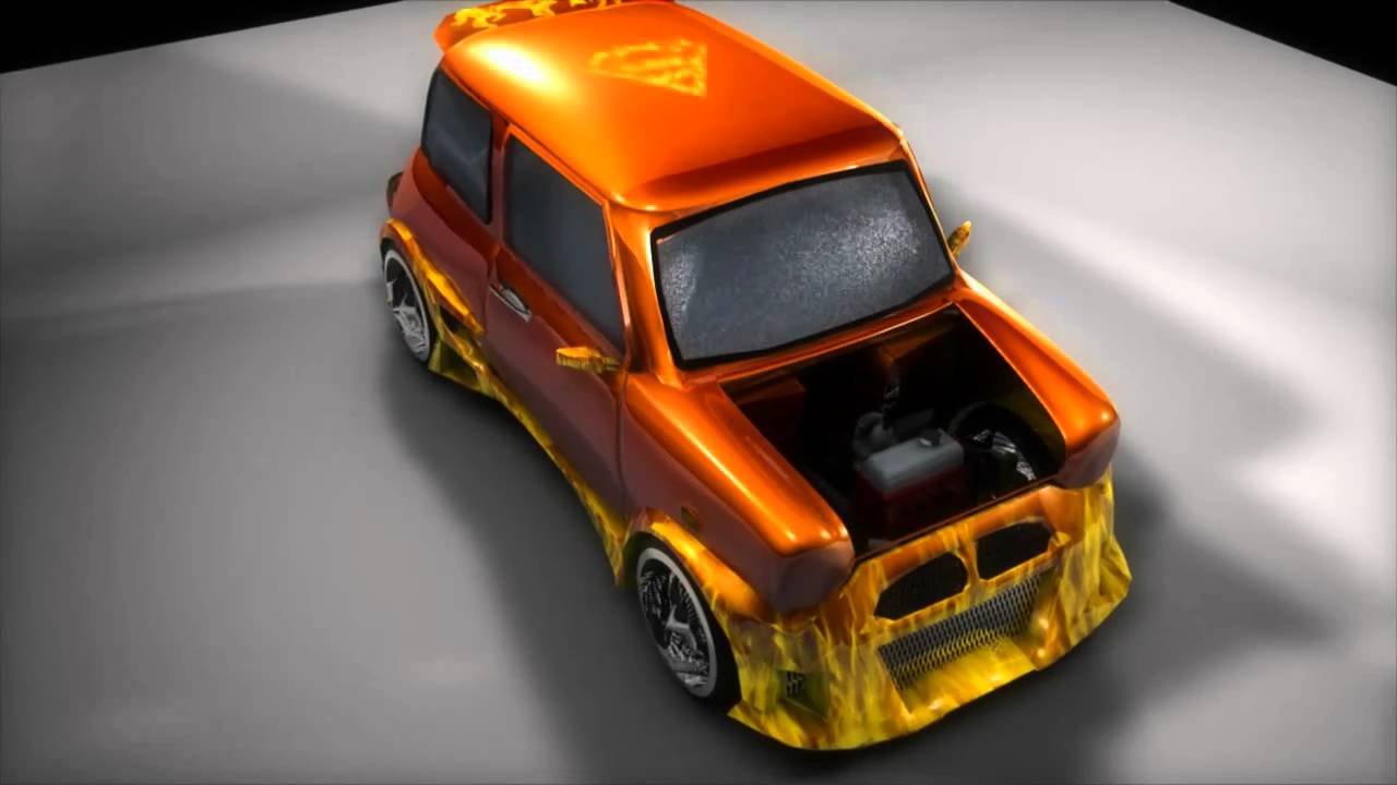 Flame body kit - Austin Mini animation (Cinema4D, After Effects) - YouTube