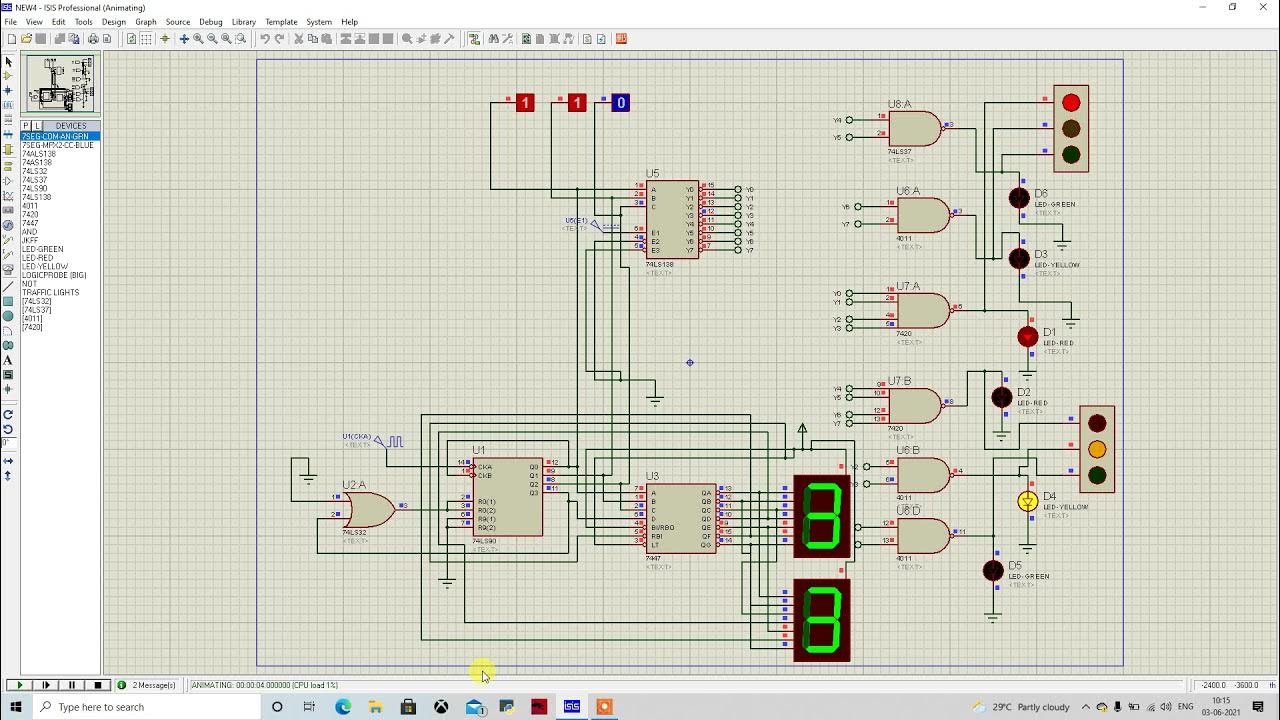 TRAFFIC LIGHT USING DECODER AND COUNTER - YouTube