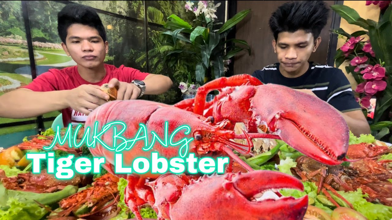 MUKBANG LOBSTER #TIGER LOBSTER WITH BUTTER SAUCE # GRABE SARAP # TRY IT ...