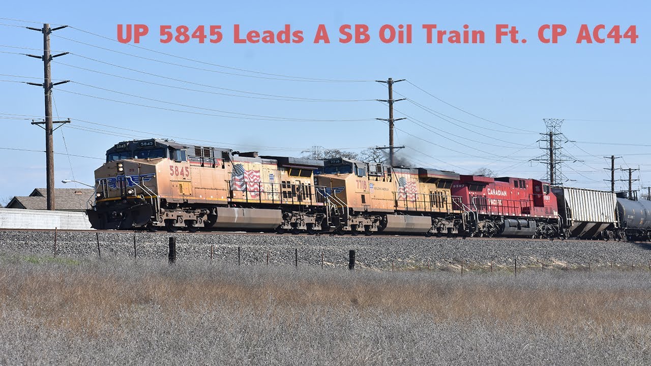 UP 5845 Leads A NB Oil Train With CP AC44 3rd Out Roseville, CA - YouTube