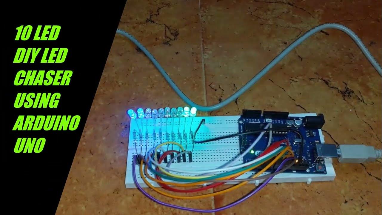 10 LED DIY LED CHASER USING ARDUINO UNO - YouTube