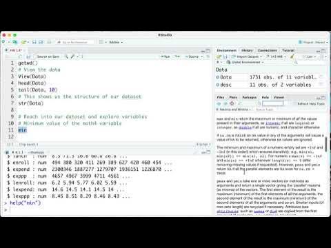 Loading, Viewing, working with an R dataset (basics) - YouTube