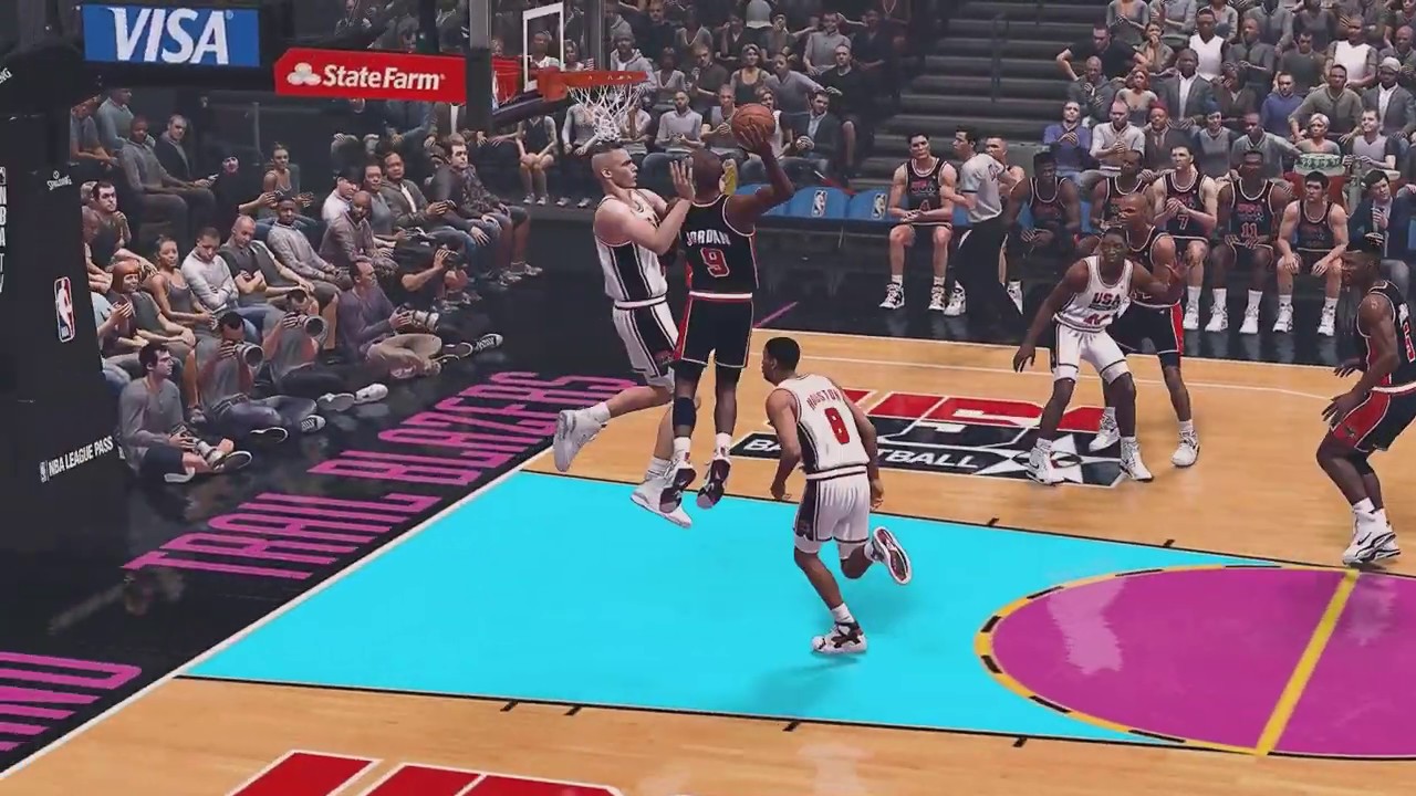 NBA 2k19 PC - Michael Jordan Poster dunk on Montross - USA Dream team ...