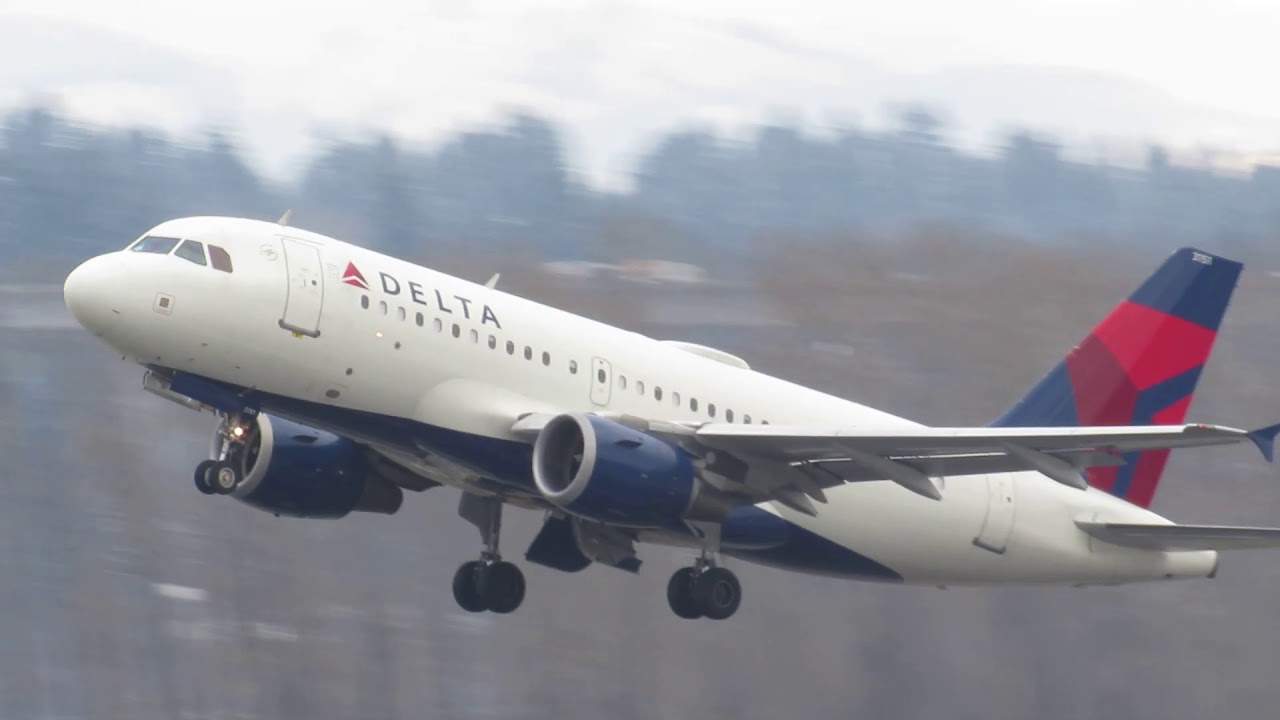 Delta N351NB Airbus A319 Takeoff Portland (PDX) - YouTube
