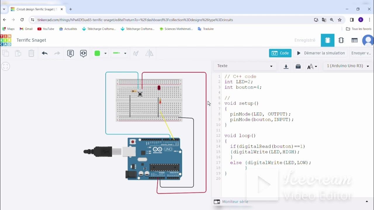 ARDUINO-Commander une LED avec bouton poussoire - YouTube