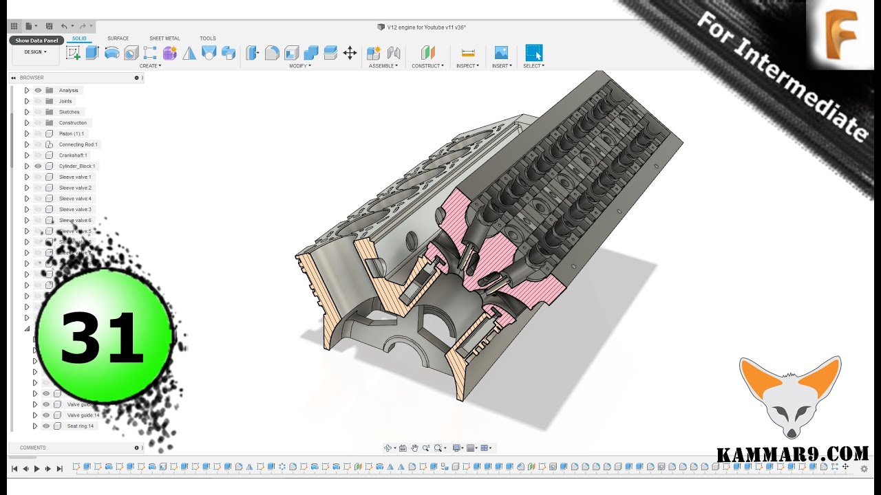 Fusion 360 Modeling V12 Engine EP 31 😍 Full HD - YouTube
