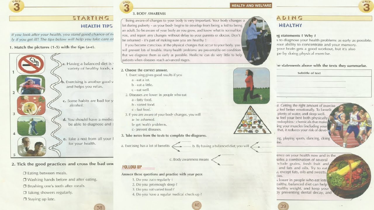 Ticket To English Unit 3: Health & Welfare "Page 38-39-40" 1st bac اولى ...