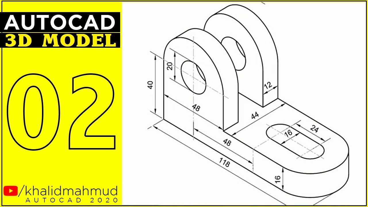 3D Mechanical modelling using AutoCAD Model 2 - YouTube