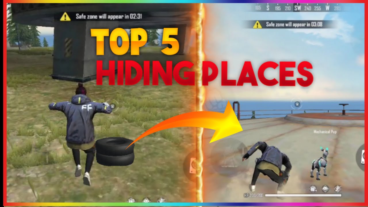 NEW TOP 5 SECRET HIDING PLACES IN GARENA FREE FIRE😱 || FREE FIRE TOP 5 ...
