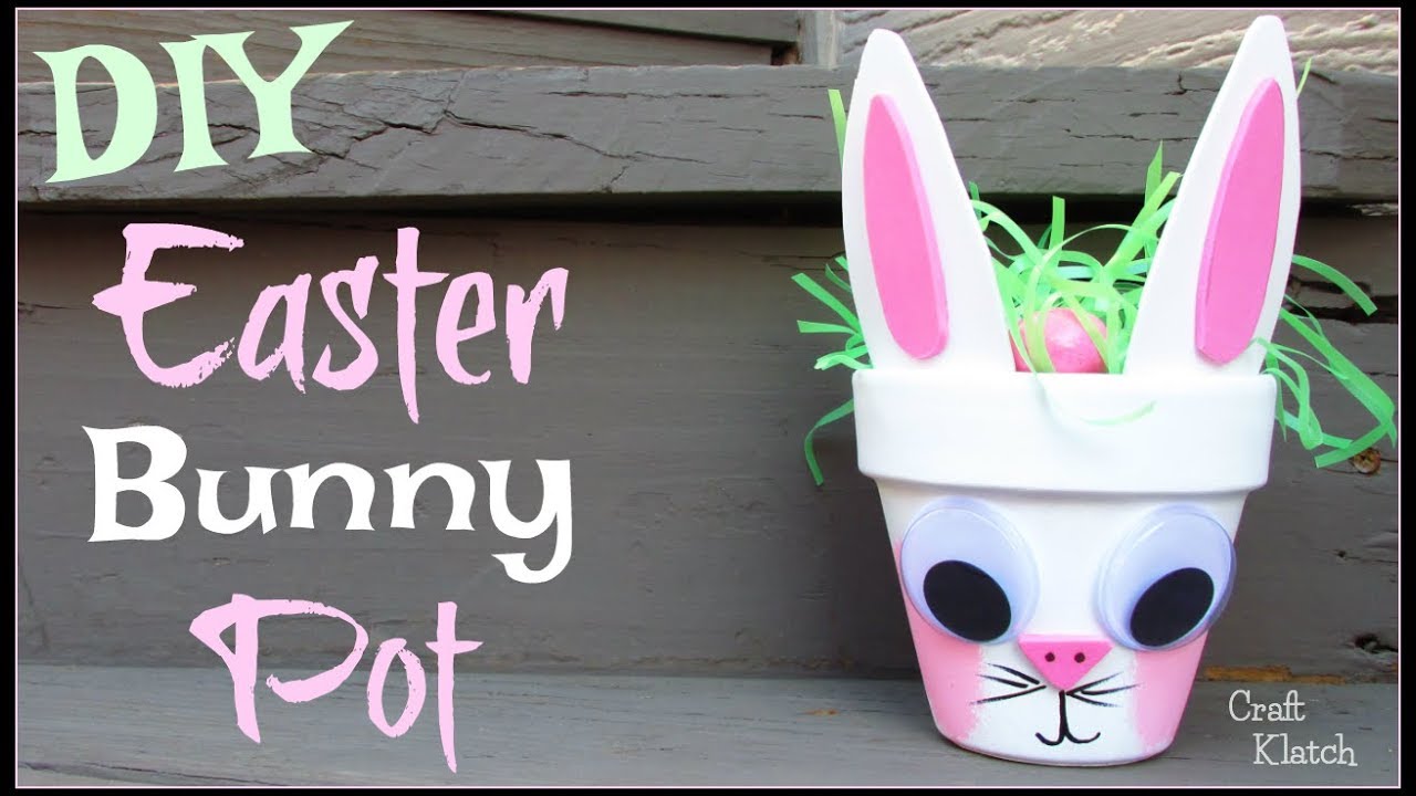 DIY Easter Bunny Pot Craft ~ Easter Crafts ~ Craft Klatch - YouTube