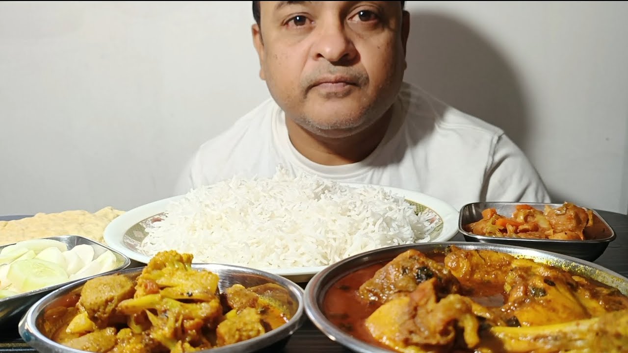 ASMR EATING CHICKEN CURRY RICE | BANGALI EATING SHOW | INDIAN LUNCH ...