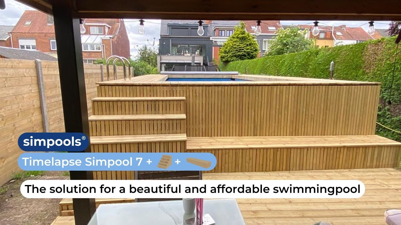 Transforming an intex pool into a Simpool with deck and lounge sitting ...