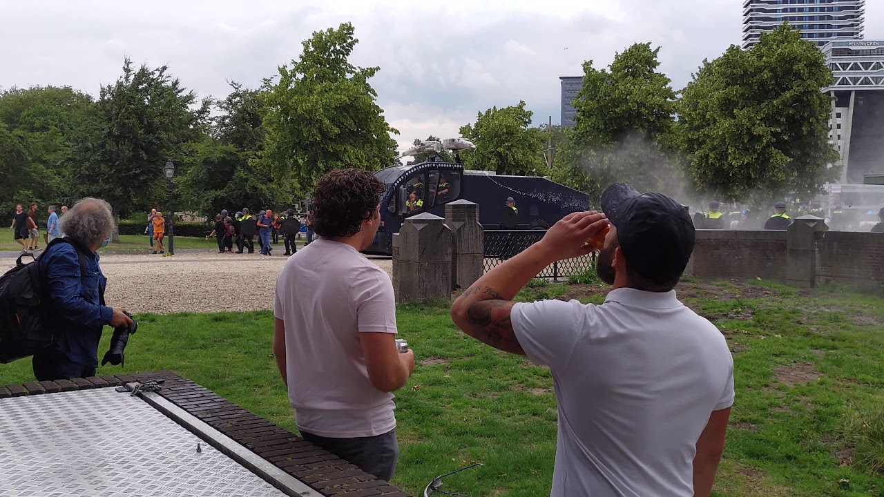 First person water cannon (on the receiving end) - YouTube