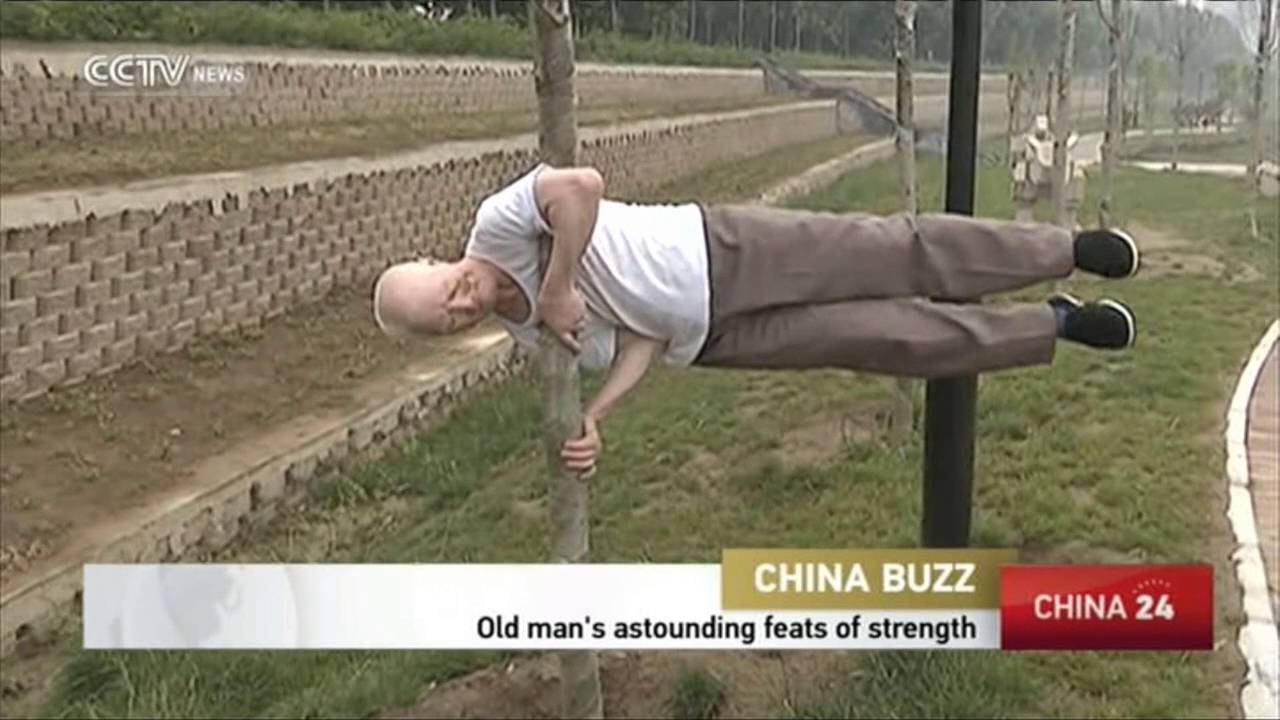Elderly man demonstrates astounding feats of strength - YouTube