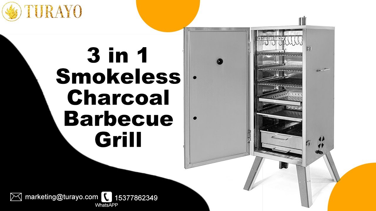 3 in 1 Smokeless Charcoal Barbecue Grill Smoker Multi Layers Tower ...