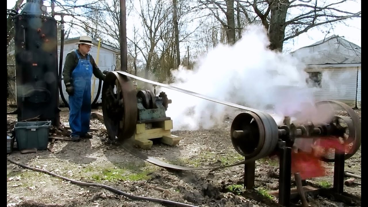 1890-1900 Atlas Automatic Steam Engine Part 6 Load Test with Baker Fan ...