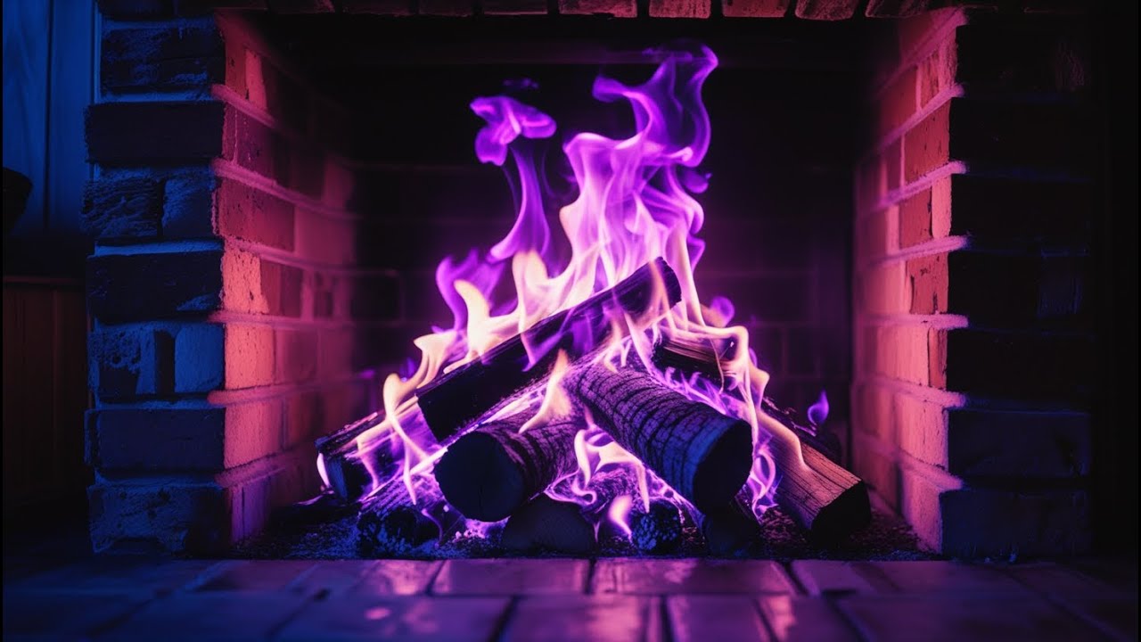 Purple Flame Fireplace Ambience with Soft Purple Glow for Deep Calm ...