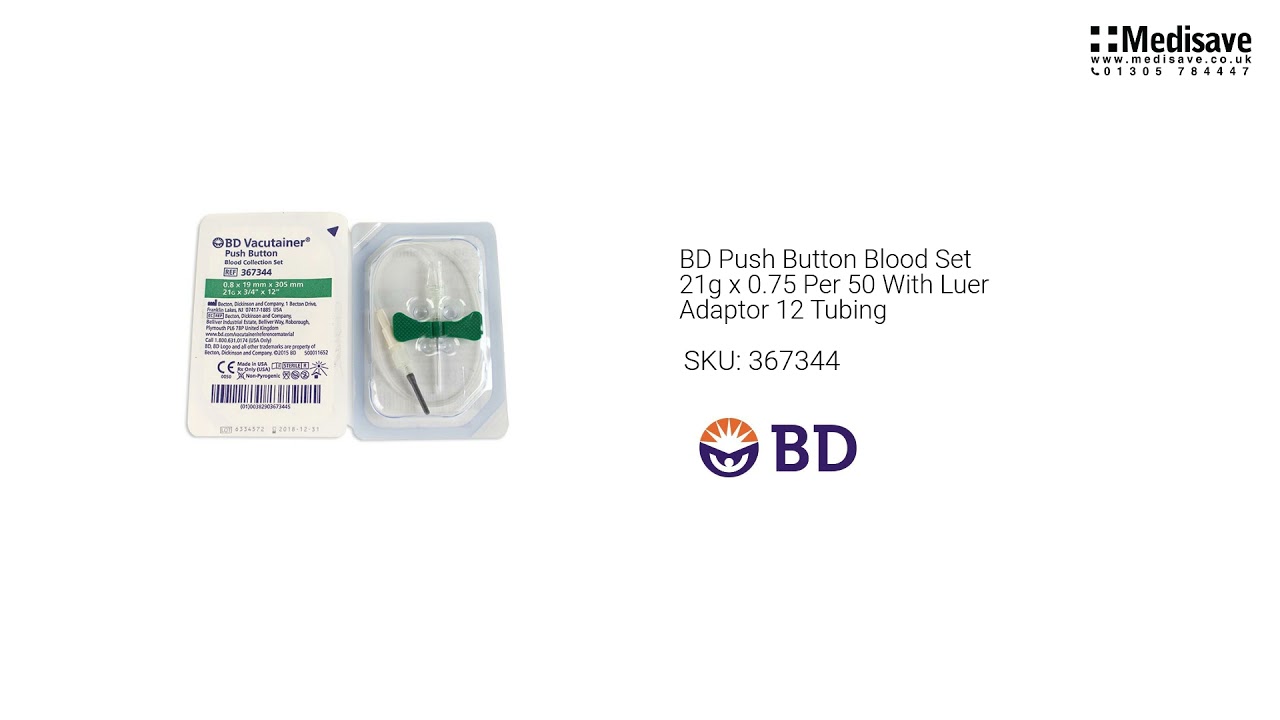 BD Push Button Blood Set 21g x 0 75 Per 50 With Luer Adaptor 12 Tubing ...