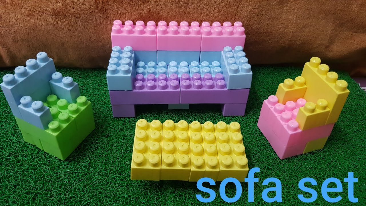 KIDS BUILDING BLOCKS | SOFA SET WITH TEA TABLE | EASY METHOD |KIDS MINI ...