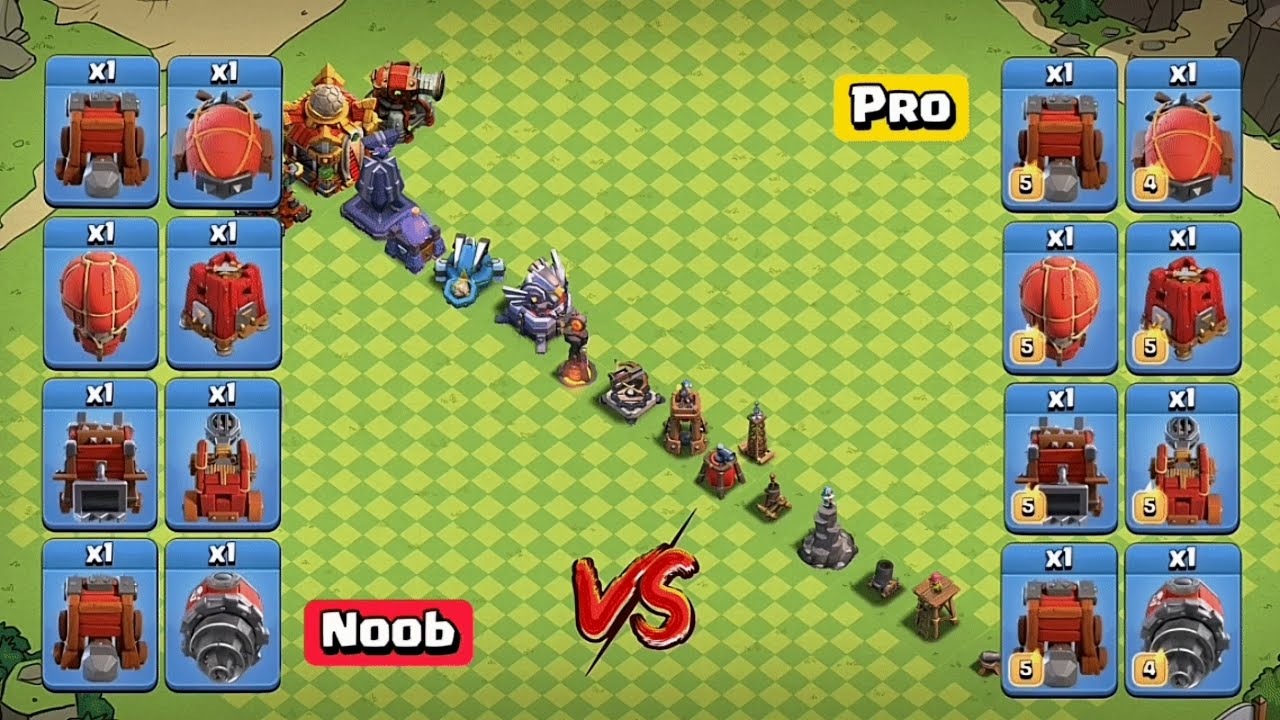 All Defense vs 1 Level Siege Machine and Max Siege Machine | clash of ...