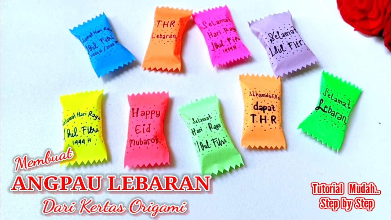 Cara Membuat Angpau Lebaran Bentuk Permen Dari Kertas Origami - YouTube