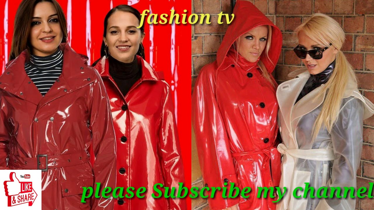 Super stunning shiny vinyl raincoat| rain mack with beautiful ladies ...