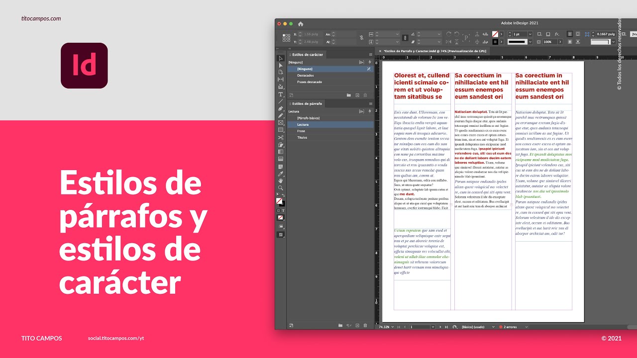 Estilos de Párrafo y Estilos de Carácter en Adobe InDesign - YouTube Estilos de Párrafo y Estilos de Carácter en Adobe InDesign - YouTube