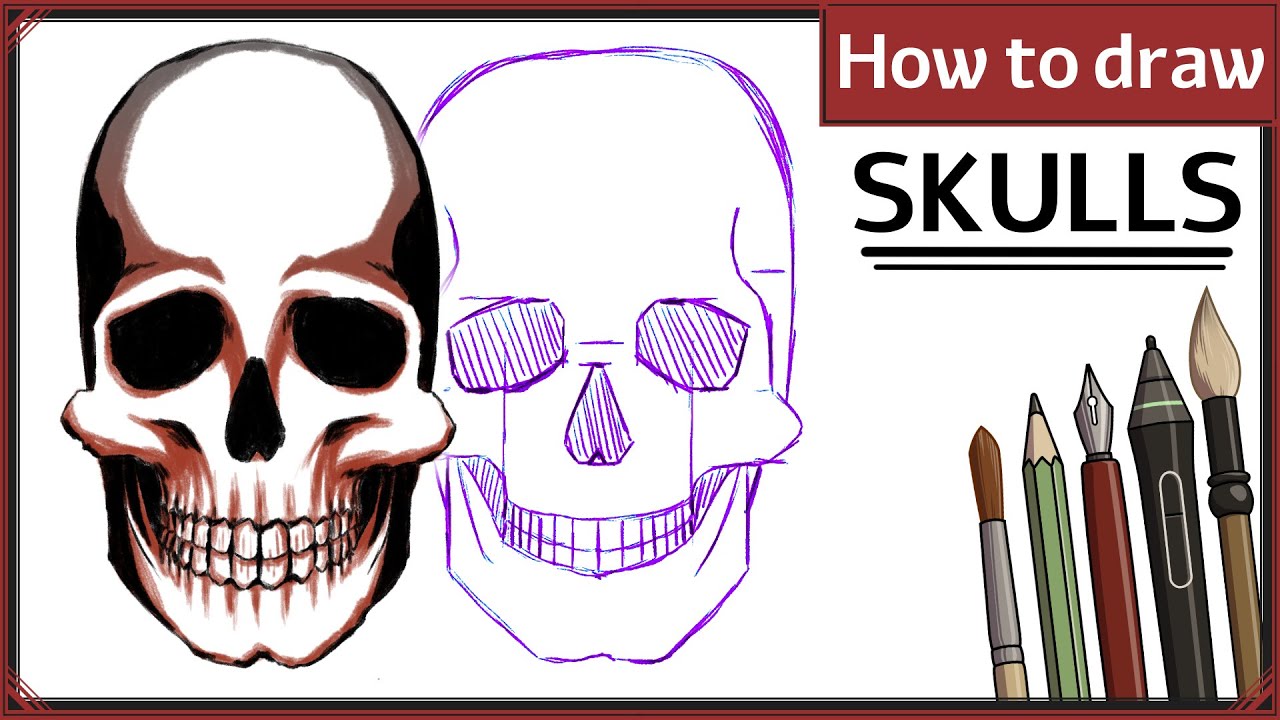 How to draw SKULLS - Step by Step Art Tutorial - YouTube