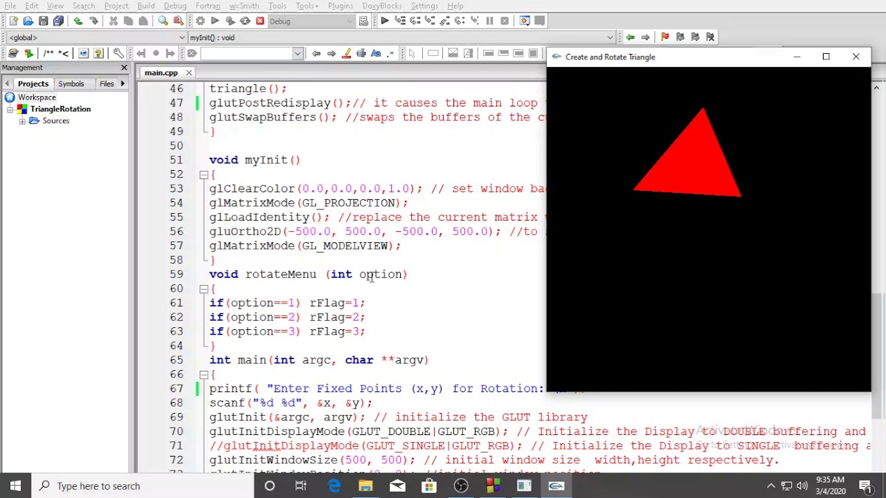 VTU CG Lab Ex2 Program demo in codeblocks - YouTube
