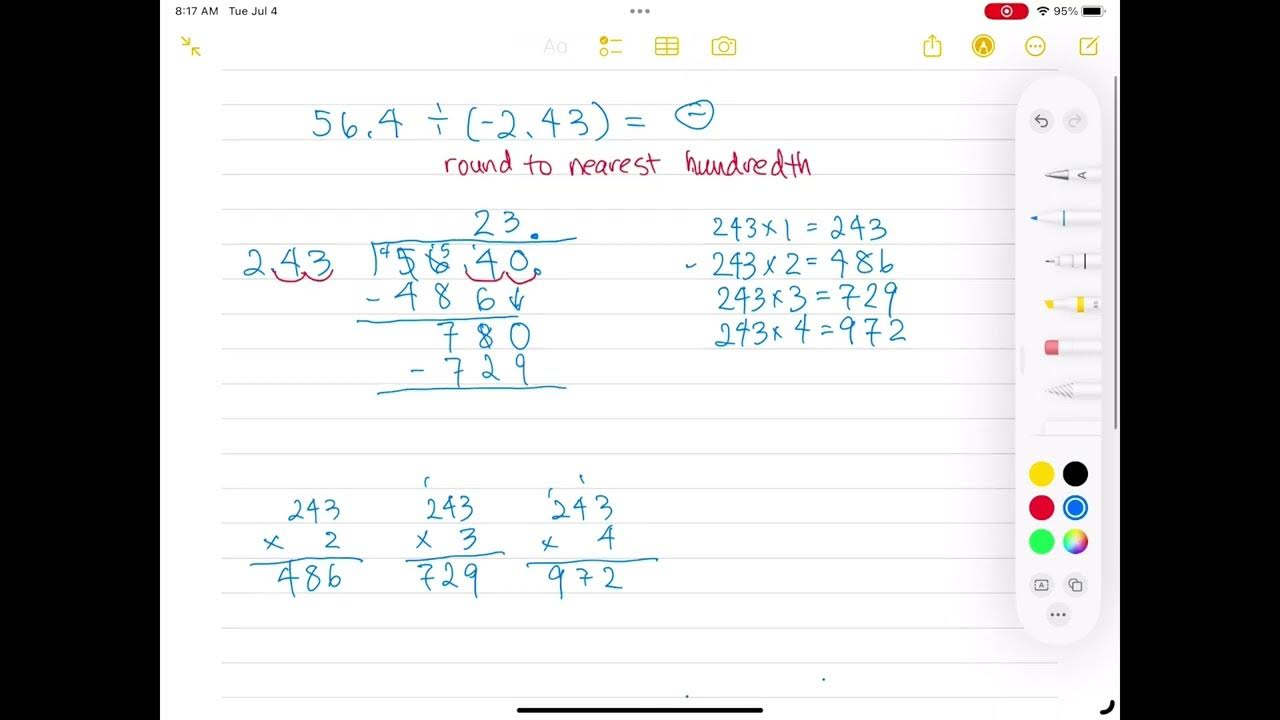 Lesson 18 Dividing Decimals, pre Algebra, Basic Math Skill - YouTube