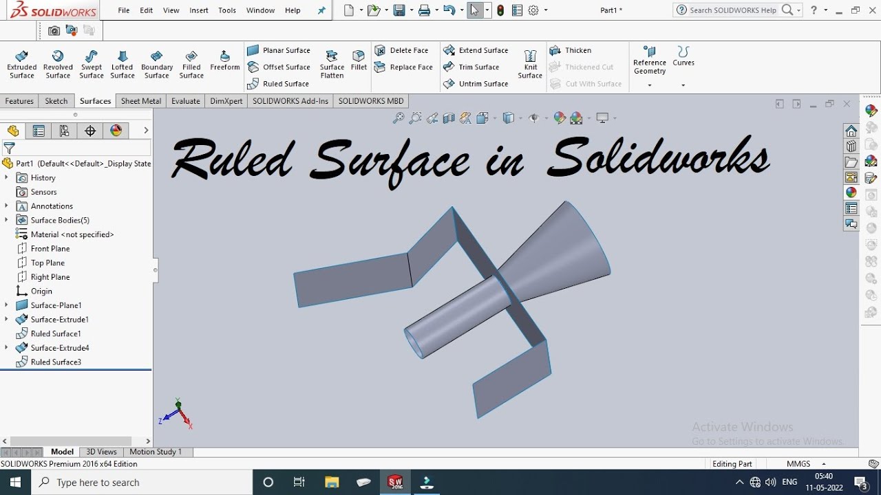 Ruled Surface | Plannar surface | Solidworks - YouTube