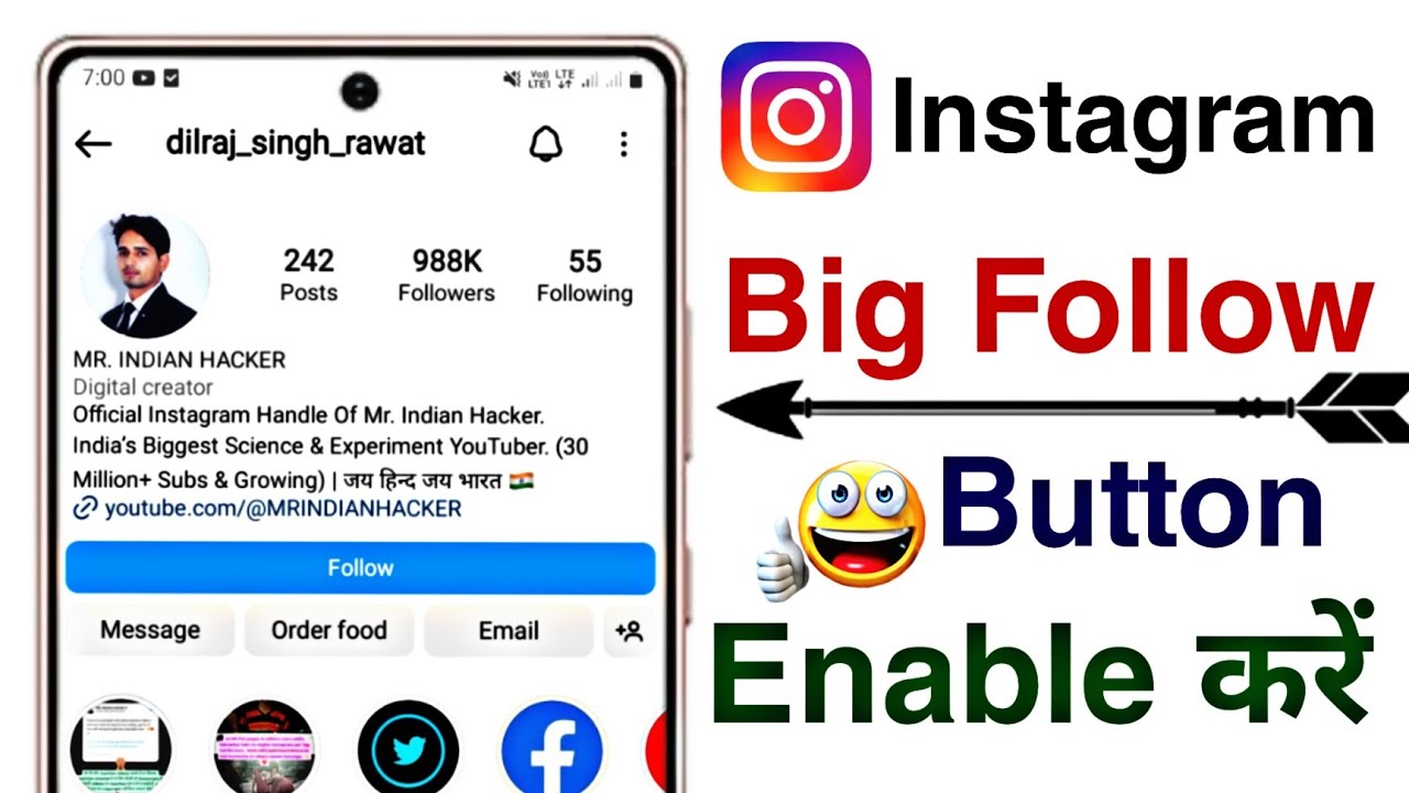 big follow button on instagram | how to get big follow button on ...