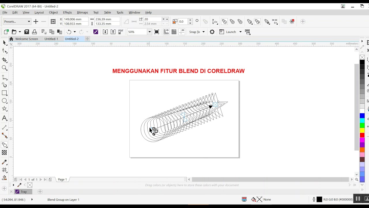 FITUR BLEND DI CORELDRAW - YouTube