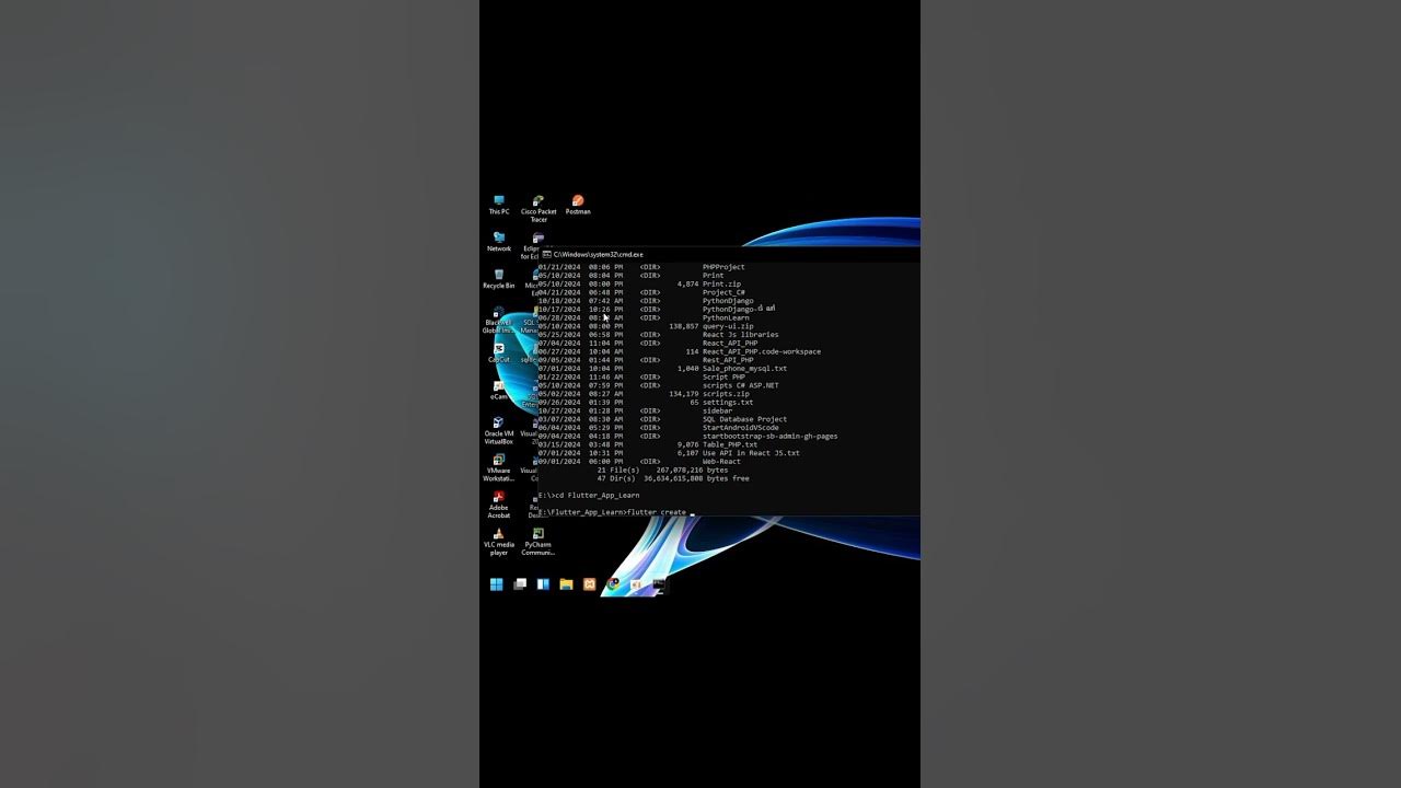 How to create project flutter : CMD Vscode#smartphone #flutter #coding - YouTube
