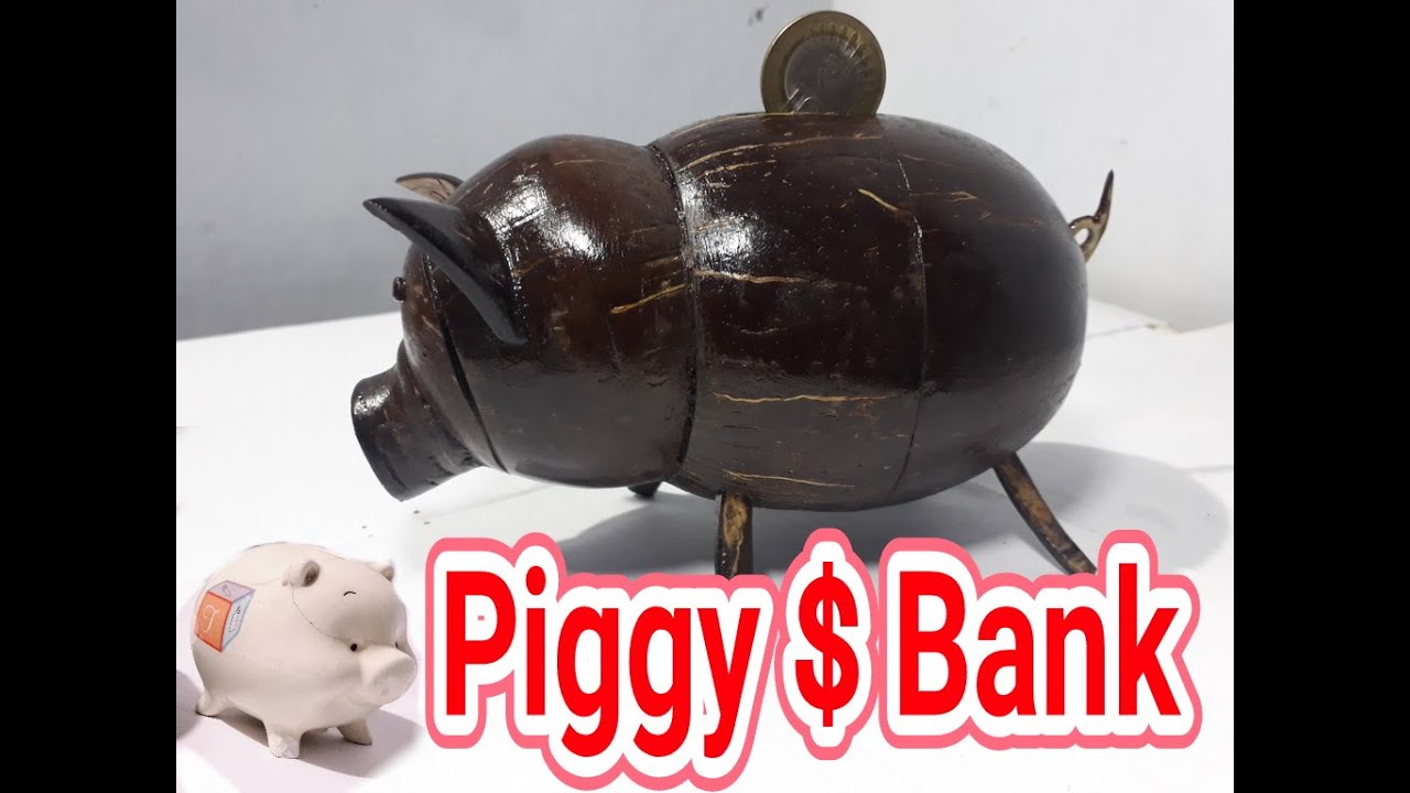 Piggy Bank - Coconut shell craft - YouTube
