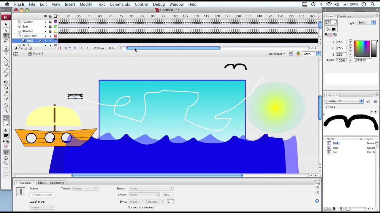 Introduction to Flash Animation Part 8 - Bird Guide Layer - YouTube