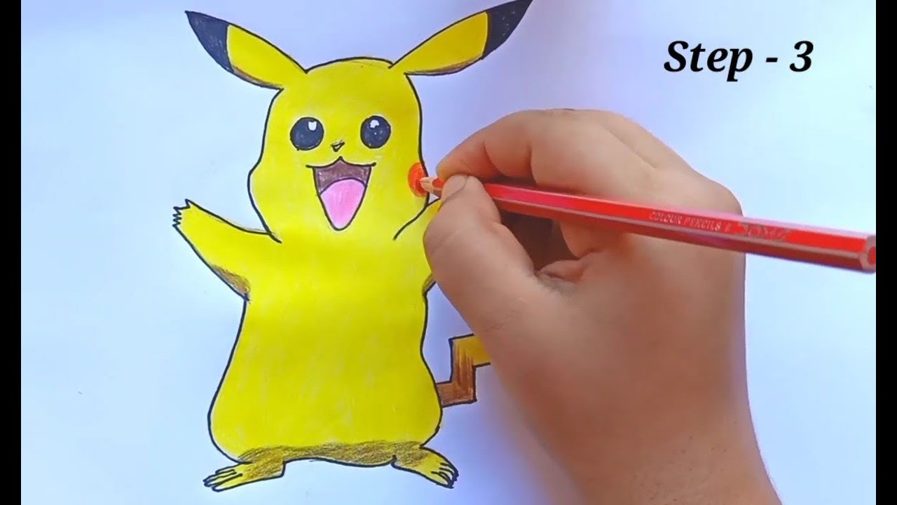 How To Draw Pikachu Cartoon Step By Step With Easy Pencil Drawing - YouTube