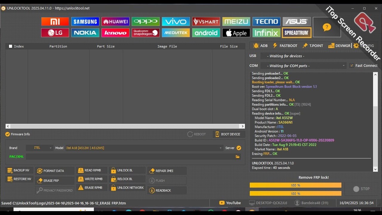 FRP ITEL A18 (A512W) BY UNLOCK TOOL 2025 - YouTube