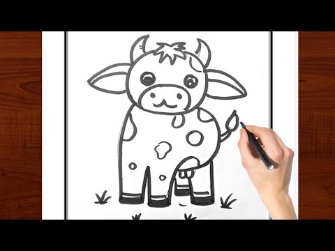 Cow Drawing for kids | How to draw cow for kids | Cow Drawing | Kids ...