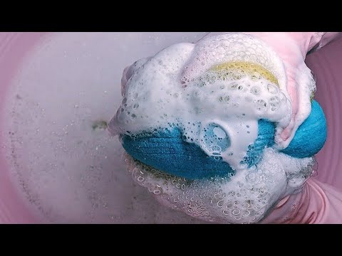 asmr sudsy rinse to laundry paste sponge squeeze - YouTube