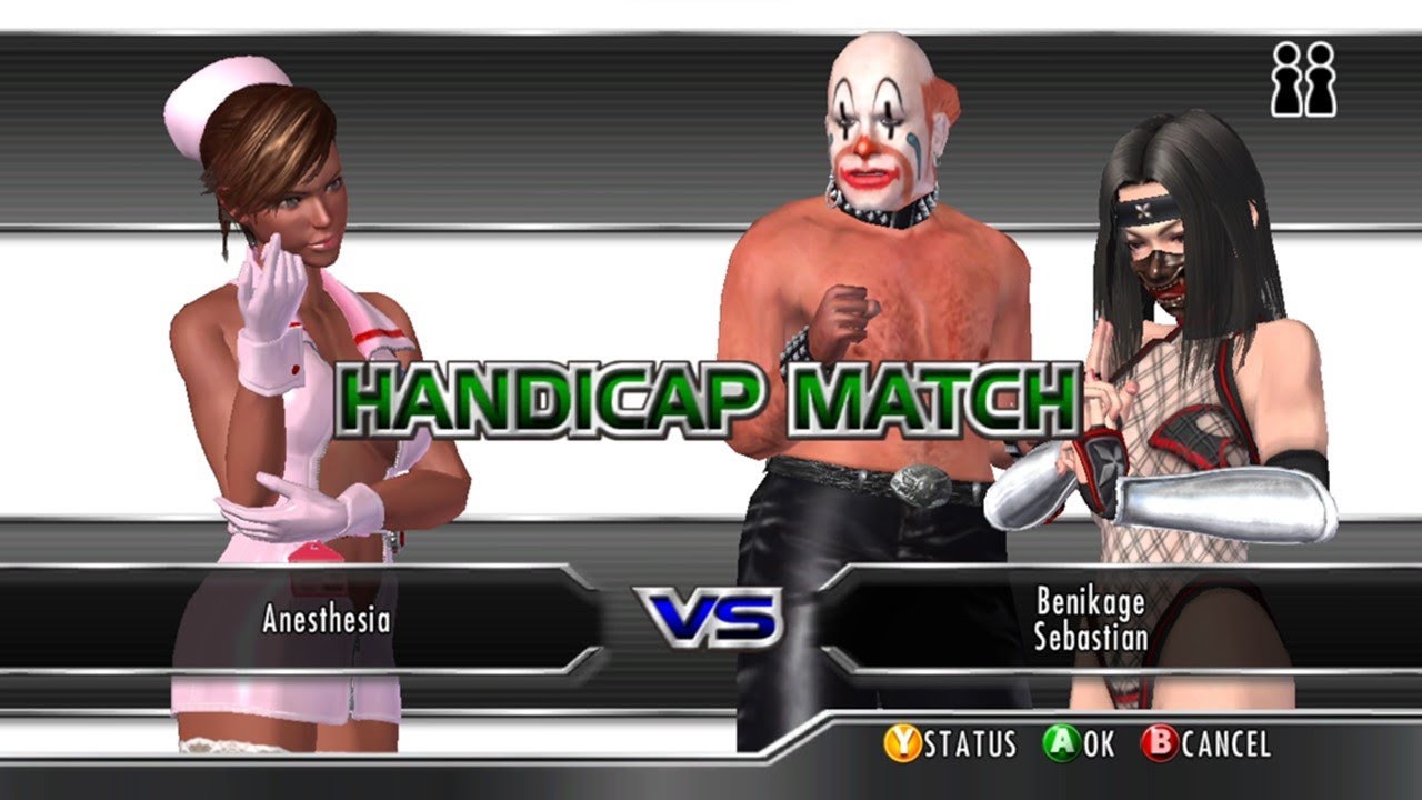 Rumble Rose XX Anesthesia vs Benikage, Sebastian 1 : 2 Handicap Match ...