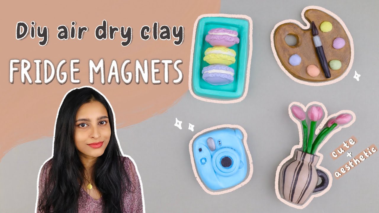DIY Air Dry Clay Miniature Aesthetic Fridge Magnet Ideas 🎀 - YouTube