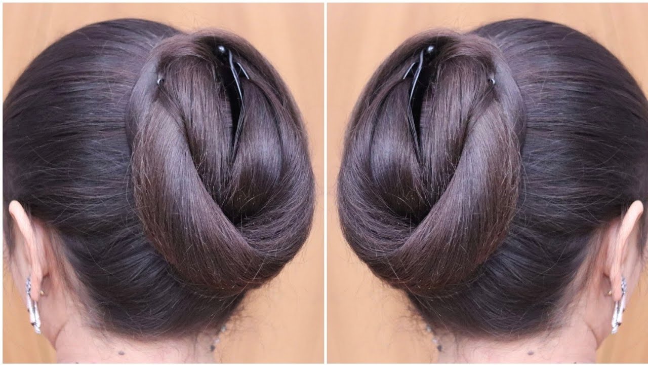 Clutcher Juda Bun Hairstyle For Ladies | Clutcher Hairstyle For Long ...
